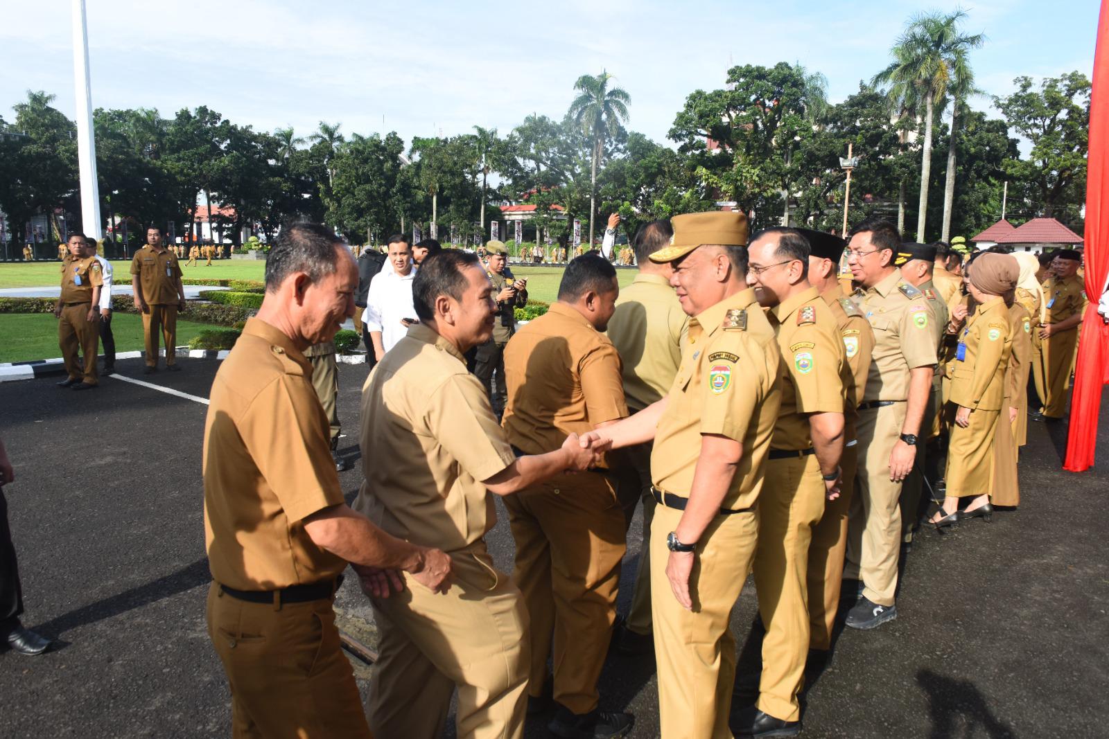Wagub Cik Ujang Pimpin Apel Gabungan dan Halal Bihalal Bersama Pegawai di Lingkungan Pemprov Sumsel