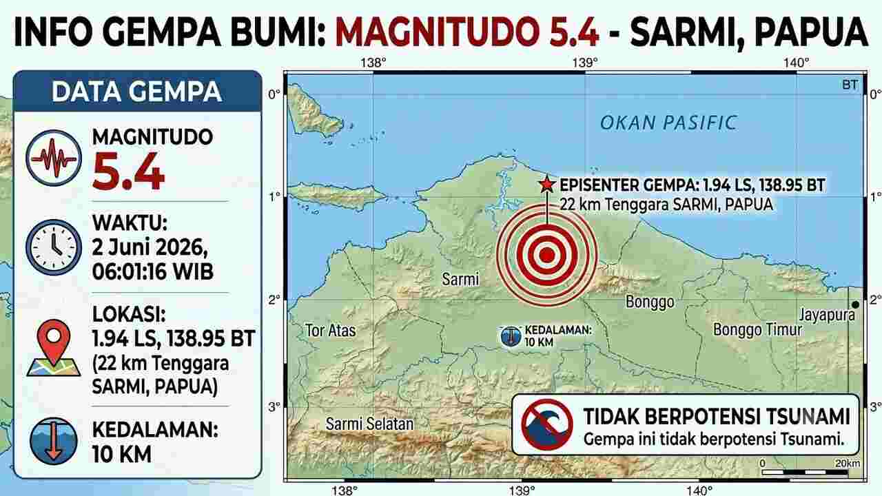 Gempa Beruntun Guncang Papua Pagi Ini, Sarmi Digoyang Gempa Terkuat M 5,4